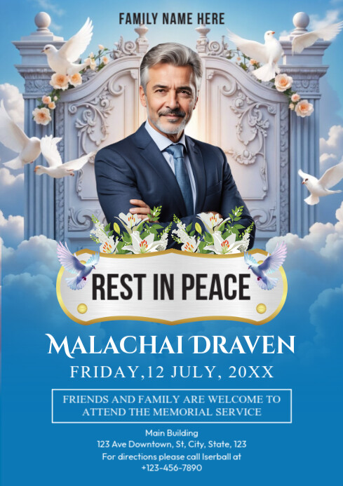 Plantilla de Death Anniversary Funeral Invitation Flyer | PosterMyWall