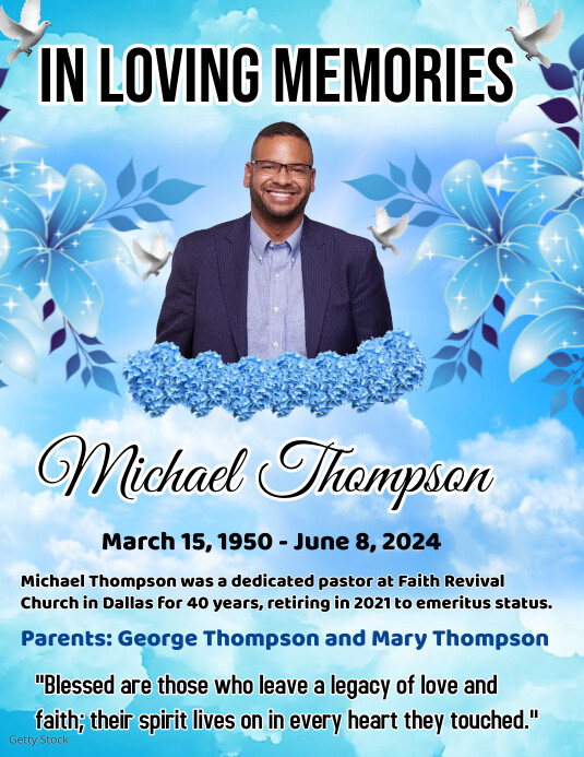 death announcement flyer Template | PosterMyWall