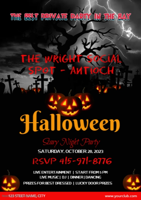 Copy of Happy Halloween Party Club Invitation Templat | PosterMyWall