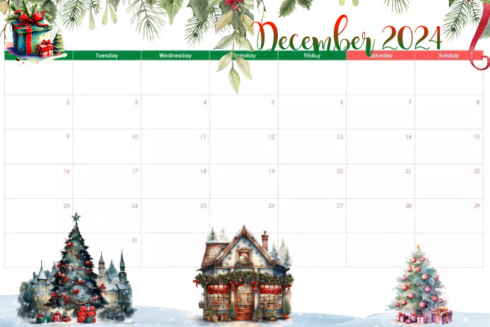 Copy of December 2024 Calendar Printable Template | PosterMyWall