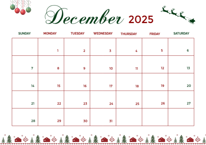 December 2025 calendar Template | PosterMyWall