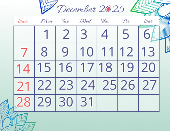 December 2025 Calendar Flyer (us Letter) Template | PosterMyWall
