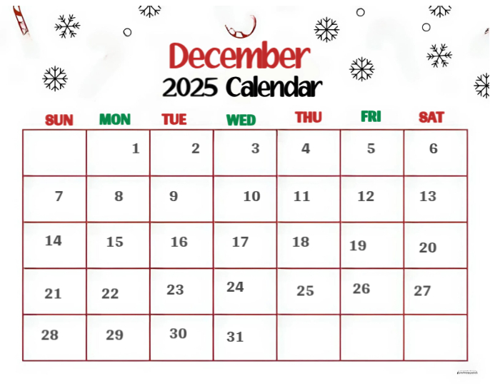 December Calendar 2025 Presentation Template | PosterMyWall
