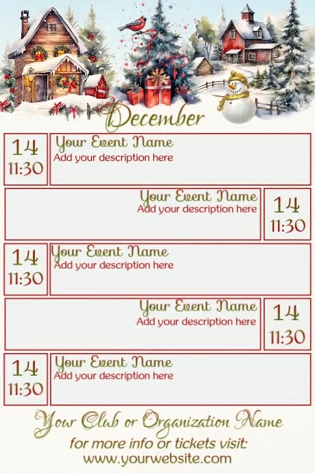 December Calendar by Paula Template | PosterMyWall