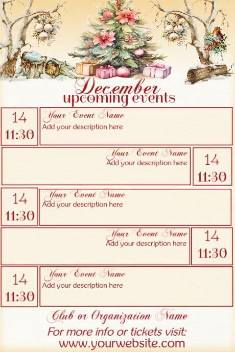 December Calendar by Paula Template | PosterMyWall