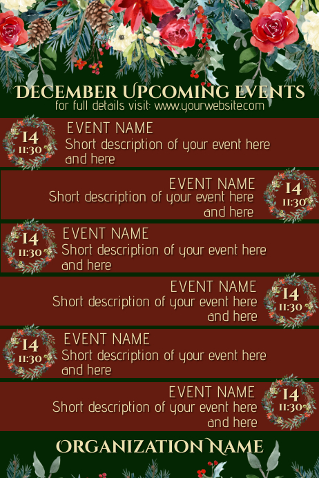 December Calendar Christmas Floral | PosterMyWall