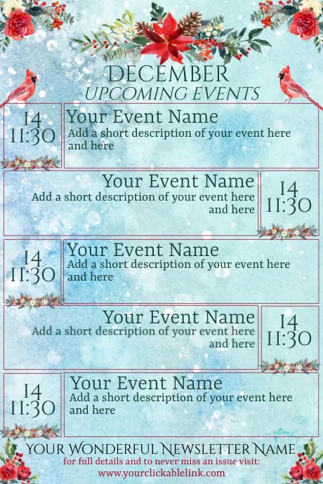 Copy of December Calendar Christmas Floral | PosterMyWall