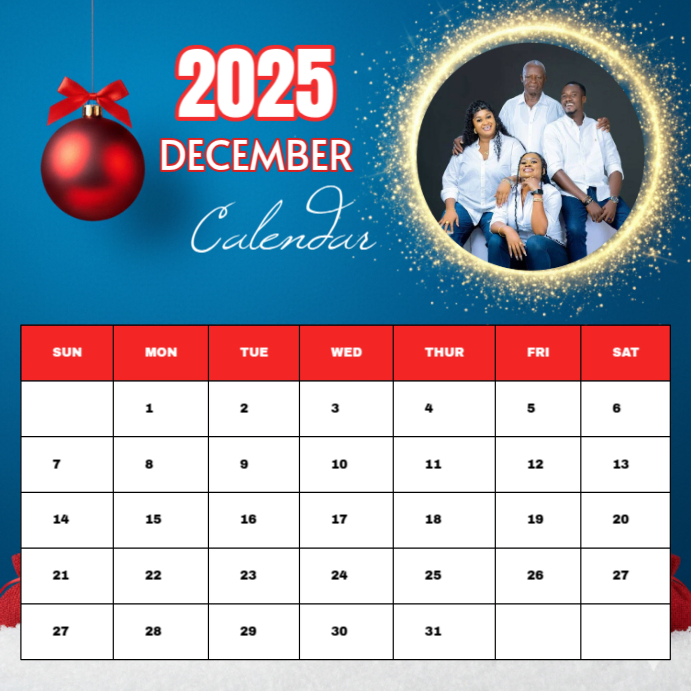 December Calendar Template | PosterMyWall