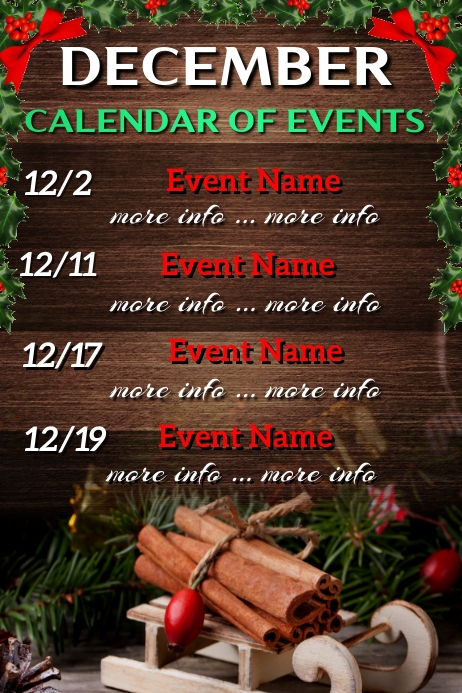 Copy of December Calendar of Events | PosterMyWall