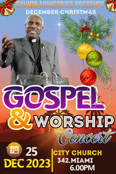 DECEMBER CHRISTMAS CHURCH CONCERT Template | PosterMyWall