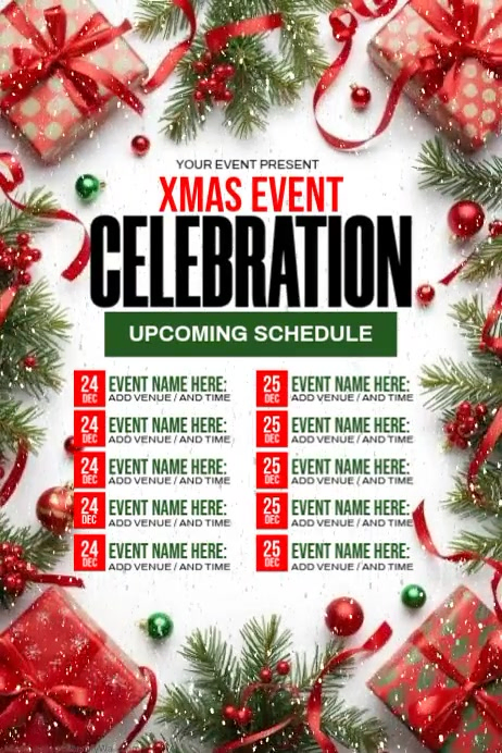 December Christmas Schedule Template | PosterMyWall