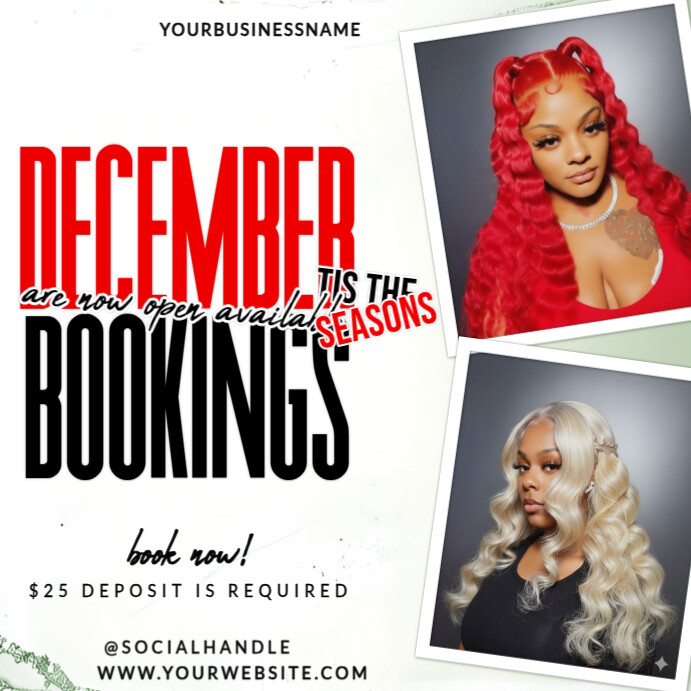December Hair Booking Promo – Holiday Glam Sale Template" | PosterMyWall
