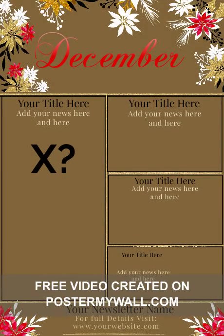 Copy of December Newsletter Floral Glitter | PosterMyWall