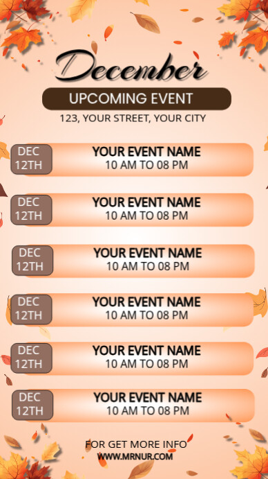 december upcoming event list template | PosterMyWall
