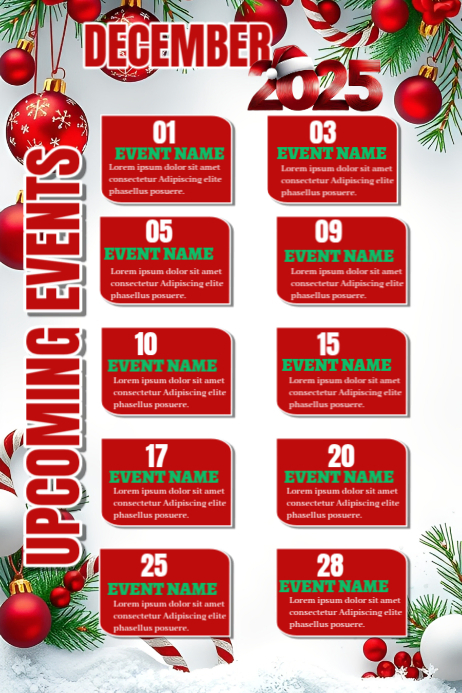 December upcoming events 2025 Template | PosterMyWall