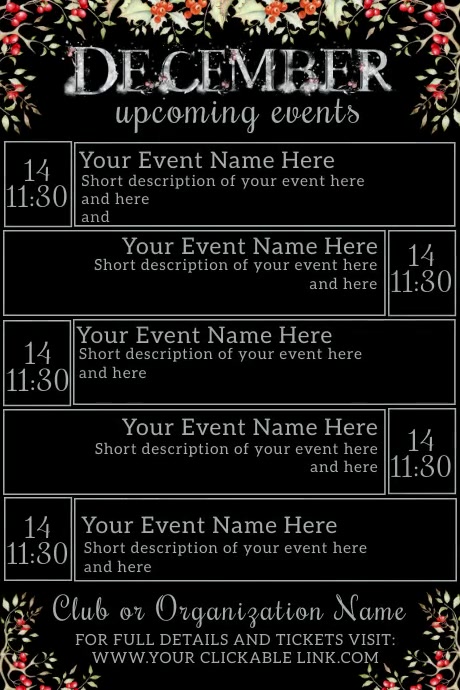 Copia de December Upcoming Events Calendar | PosterMyWall