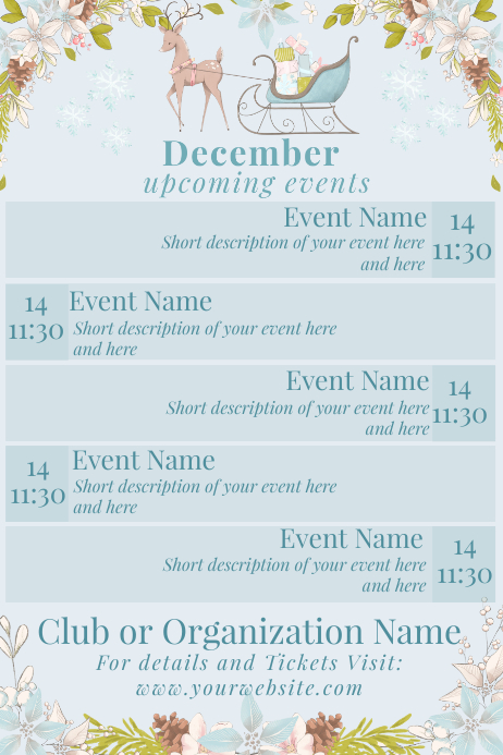December Upcoming Events Calendar Template | PosterMyWall