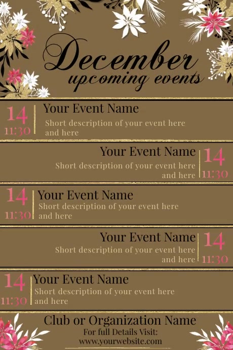 December Upcoming Events Calendar | PosterMyWall