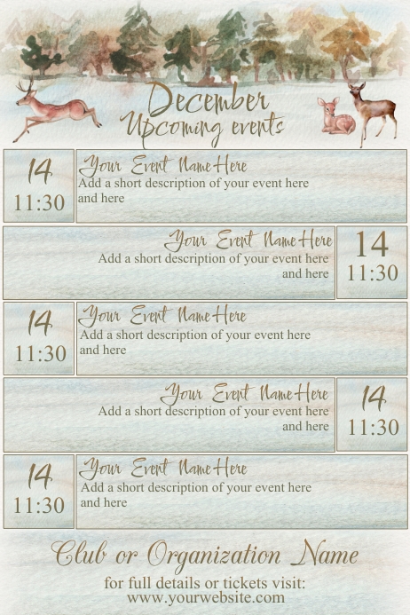 December Upcoming Events Calendar Template | PosterMyWall