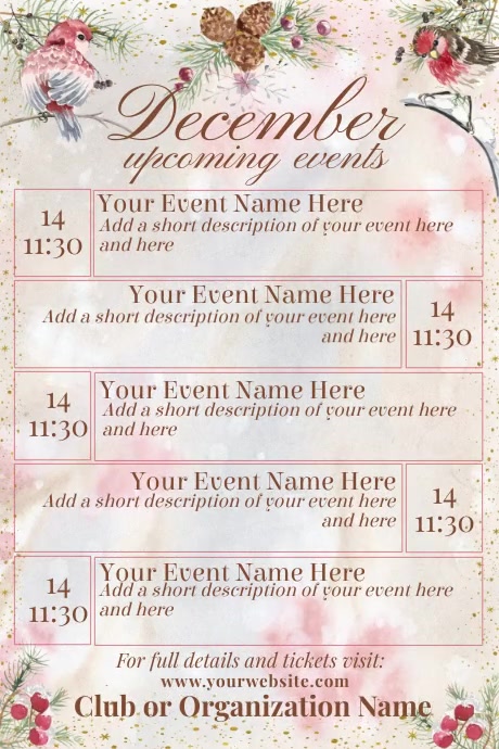 December Upcoming Events Calendar Template | PosterMyWall