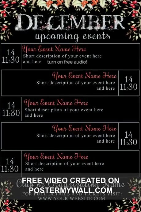December Video Calendar Template | PosterMyWall