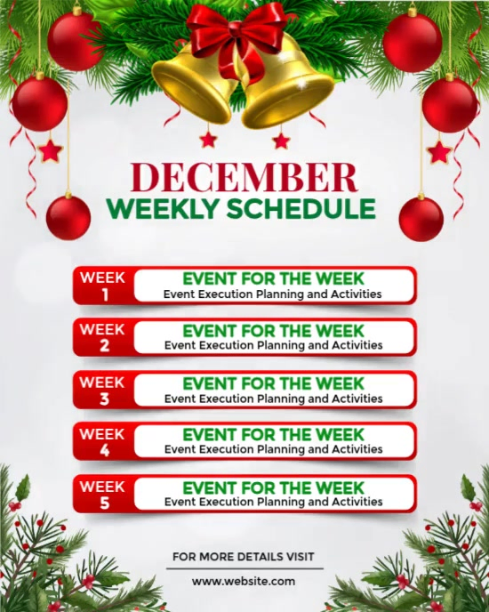 December Weekly Planner – Holiday Event Schedule Template | PosterMyWall