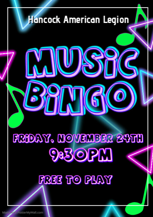 Music Bingo | PosterMyWall