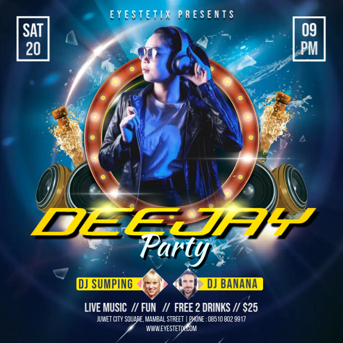 Deejay Music Party Flyer Template | PosterMyWall