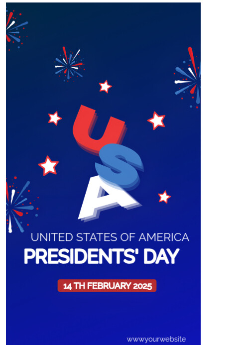 Deep blue,Red and White Presidents' Day Anniversary Template | PosterMyWall