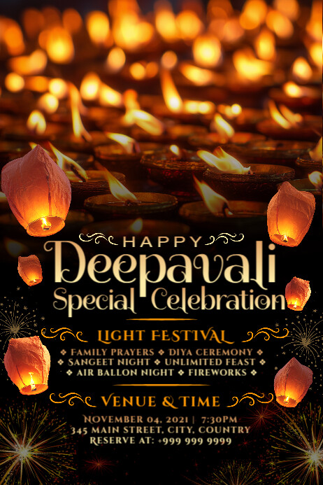 Deepavali Celebration Event Template | PosterMyWall