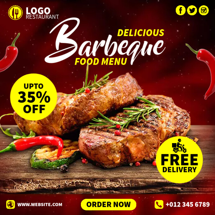 Delicious Barbeque Menu Template | PosterMyWall