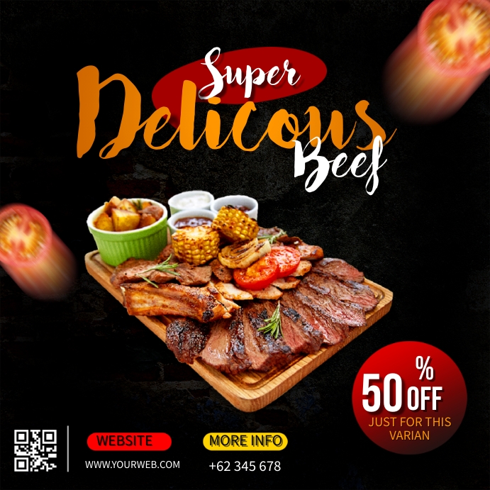 Delicious Beef Ads Template | PosterMyWall