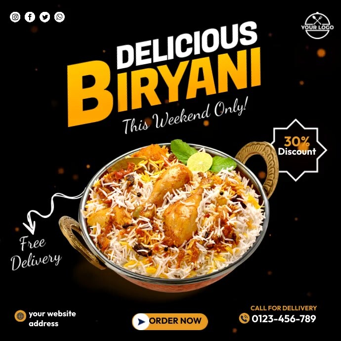 Delicious Biryani Menu Ads Template | PosterMyWall