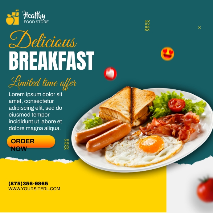Delicious Breakfast Ads Template | PosterMyWall