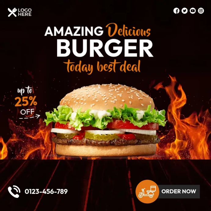 Delicious Burger Ad Template | PosterMyWall