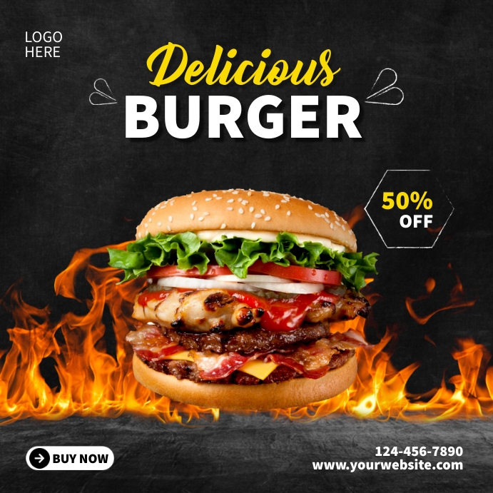 Delicious Burger Ads Template | PosterMyWall