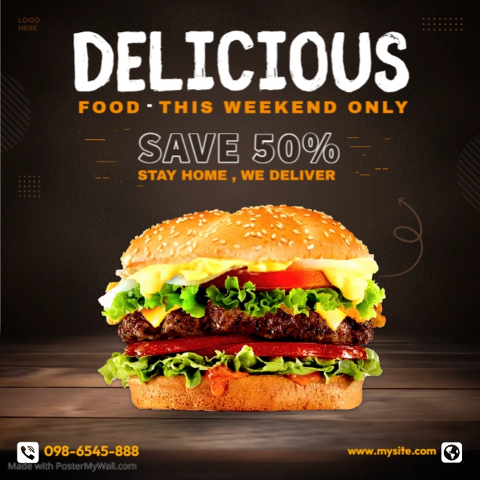 Delicious Burger Ads Template | PosterMyWall