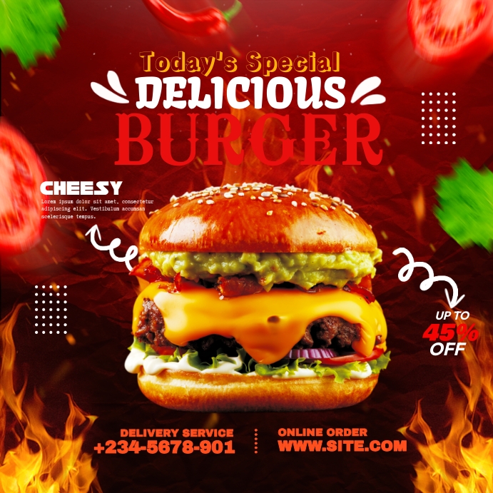 Delicious Burger Ads Template | PosterMyWall