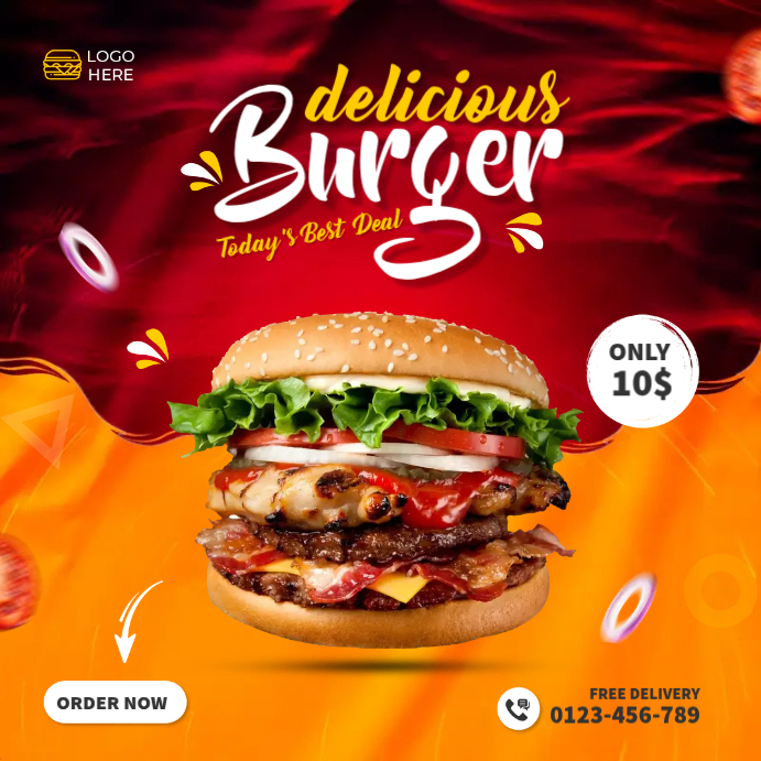 Delicious Burger Ads Template | PosterMyWall