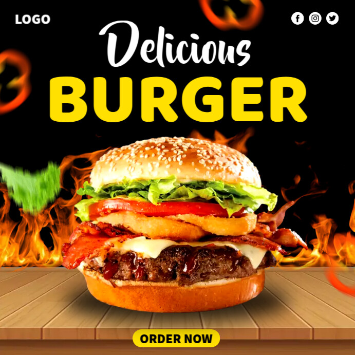 Delicious Burger Ads Template | PosterMyWall