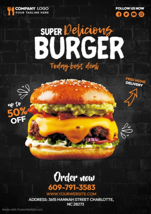Delicious Burger Ads Template | PosterMyWall