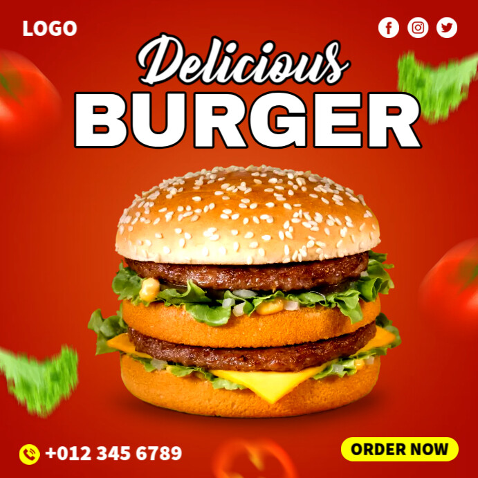 Delicious Burger Ads Template | PosterMyWall