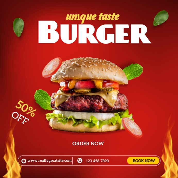delicious burger burger ad Template | PosterMyWall