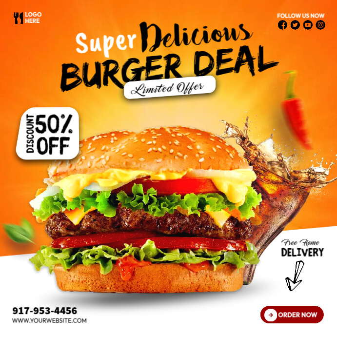 Delicious Burger Deal Template | PosterMyWall