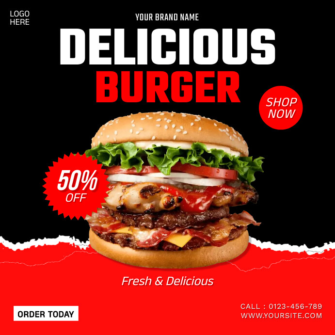 Delicious Burger Template | PosterMyWall