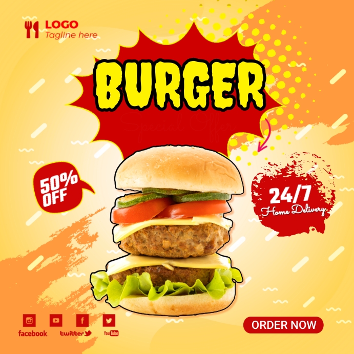 Delicious Burger Template | PosterMyWall