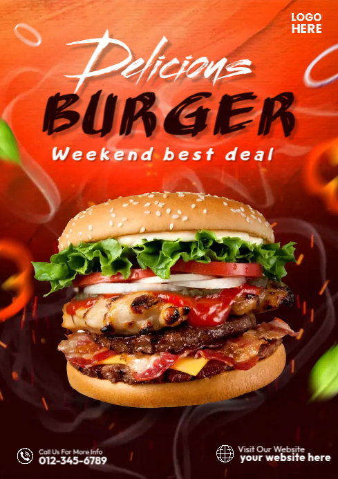 Delicious Burger Template | PosterMyWall