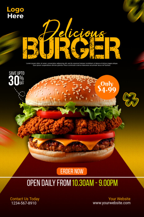 Delicious BURGER Template | PosterMyWall