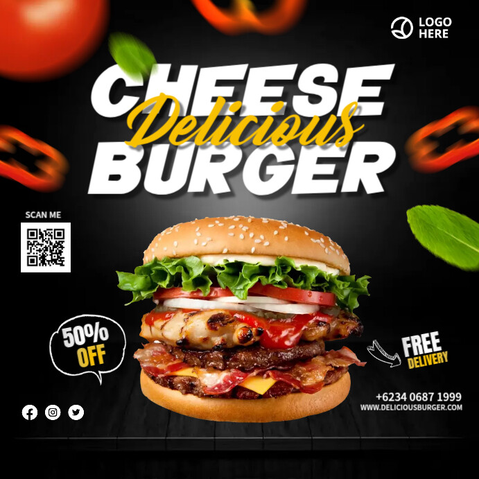 Delicious Burger Template | PosterMyWall