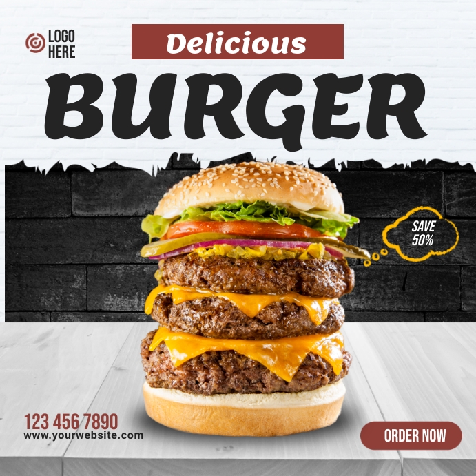 Delicious Burger Template | PosterMyWall